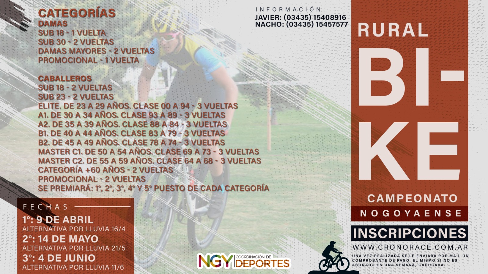 INSCRIPCIÓN AL CAMPEONATO NOGOYAENSE DE TRES FECHAS DE RURAL BIKE – Municipio de Nogoyá